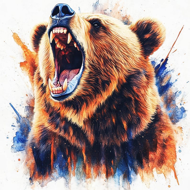 10 Roaring Bear Clipart 2, 10 High Quality Jpgs, Digital Download, Bear ...