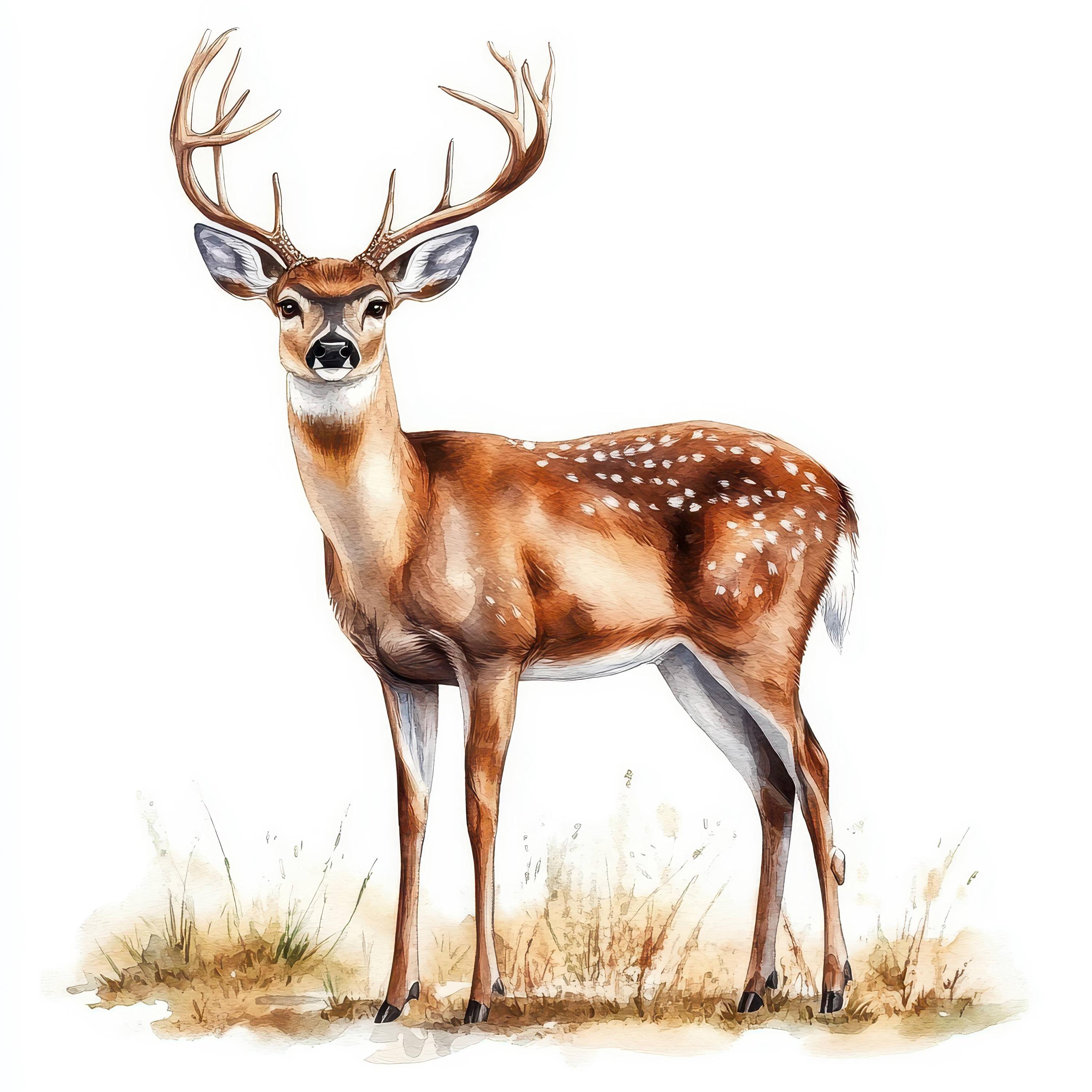 32 Reindeer Clipart, Christmas Deer Clipart, Printable Watercolor ...