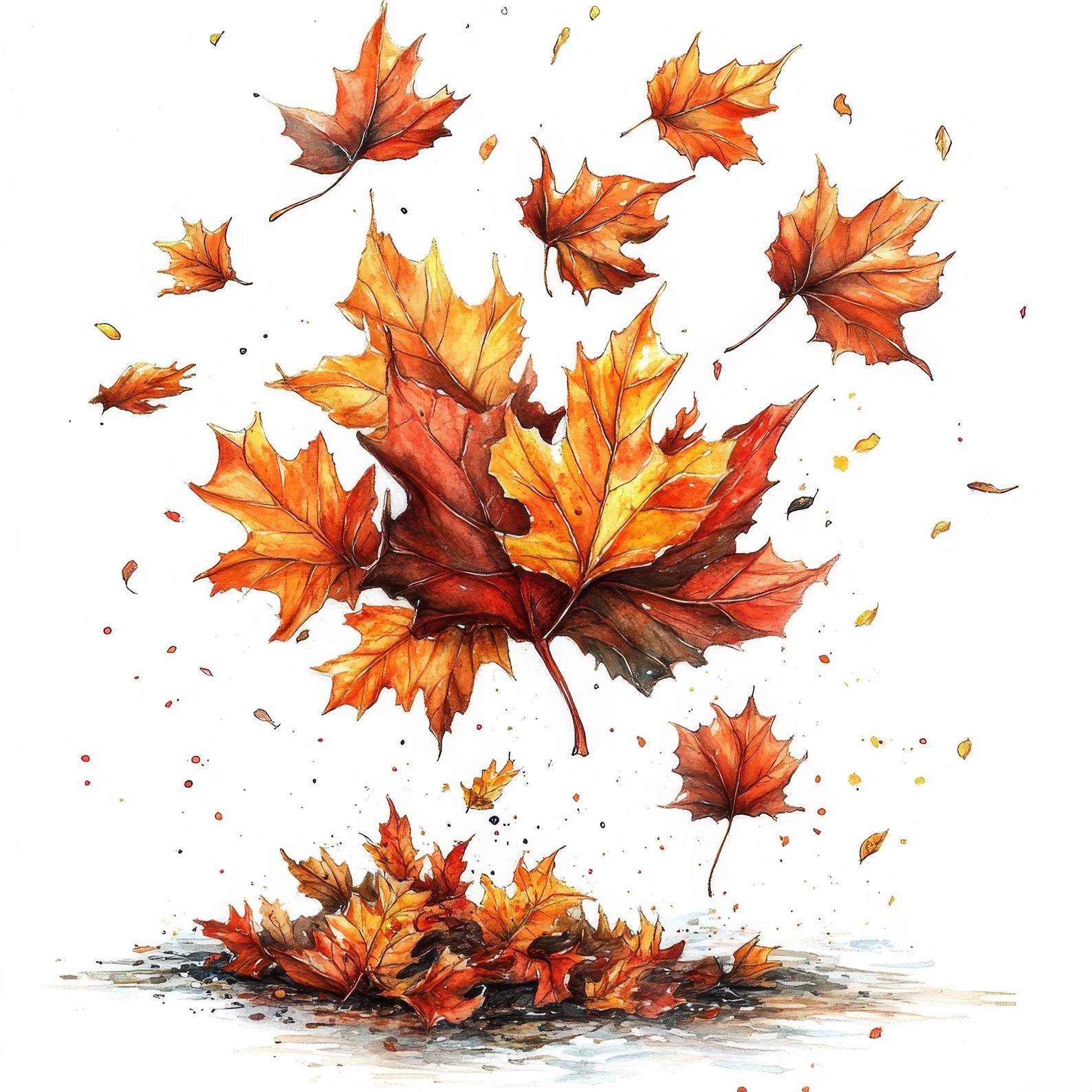 11 Falling Autumn Leaves Clipart, 10 High Quality Jpgs, Paper Craft ...