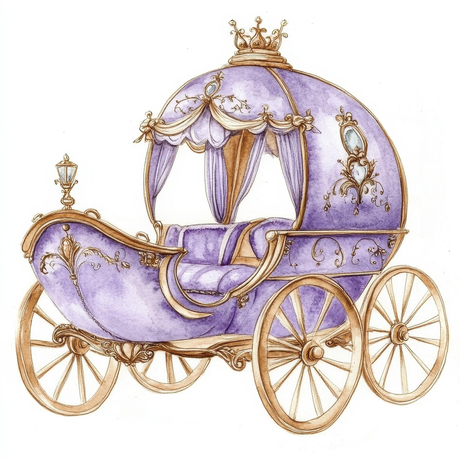 10 Fairytale Carriage Clipart, Paper Craft, Purple Princess Carriage ...