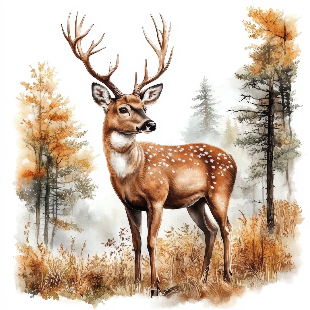 15 Deer in Autumn Clipart, Paper Craft, Junk Journals, High Quality ...