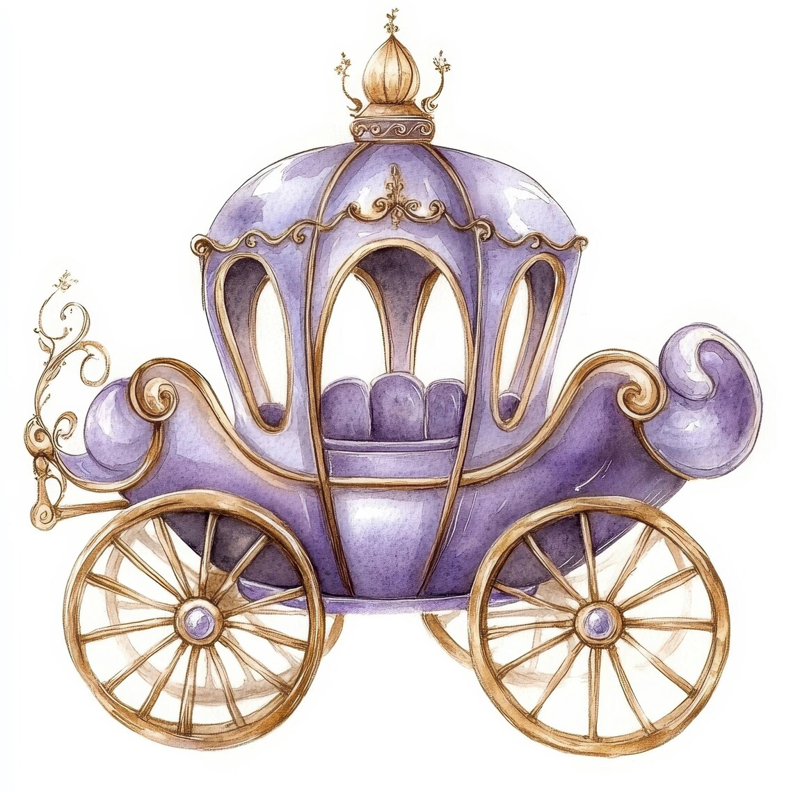 10 Fairytale Carriage Clipart, Paper Craft, Purple Princess Carriage ...