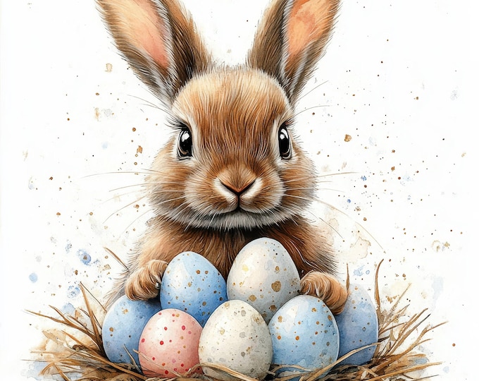 Easter Bunny Clipart 10 JPG Rabbit Clipart, Printable Watercolor ...