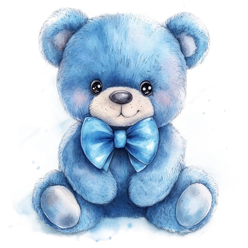10 Blue Teddy Bear Clipart, 10 High Quality Jpgs, Digital Download, Cute Animal Clipart, Card ...