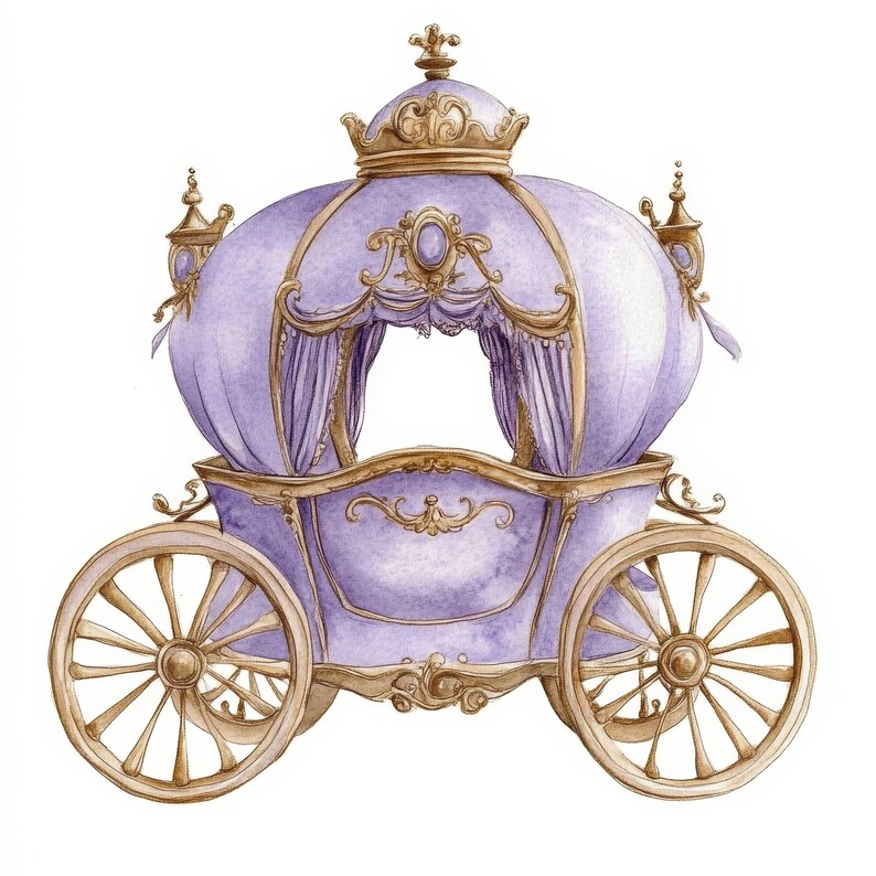 10 Fairytale Carriage Clipart, Paper Craft, Purple Princess Carriage ...