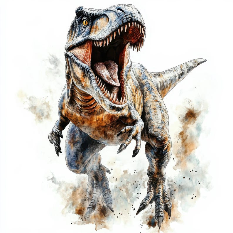 10 T Rex Clipart, Printable Watercolor Clipart, Digital Download ...