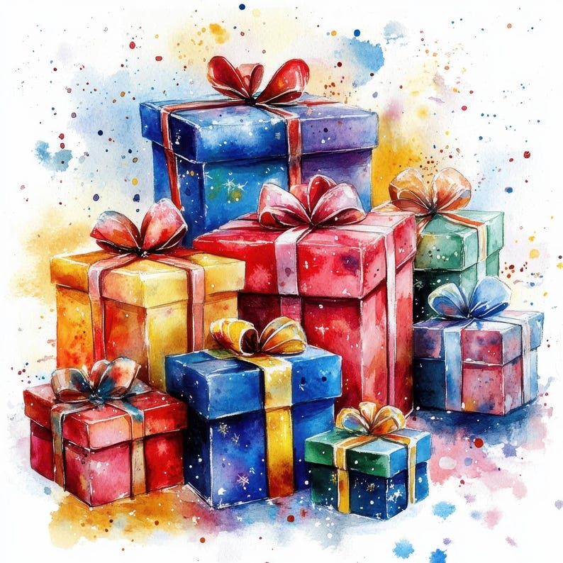 10 Colorful Gift Boxes Clipart, Gift Wrapped, High Quality Jpgs ...