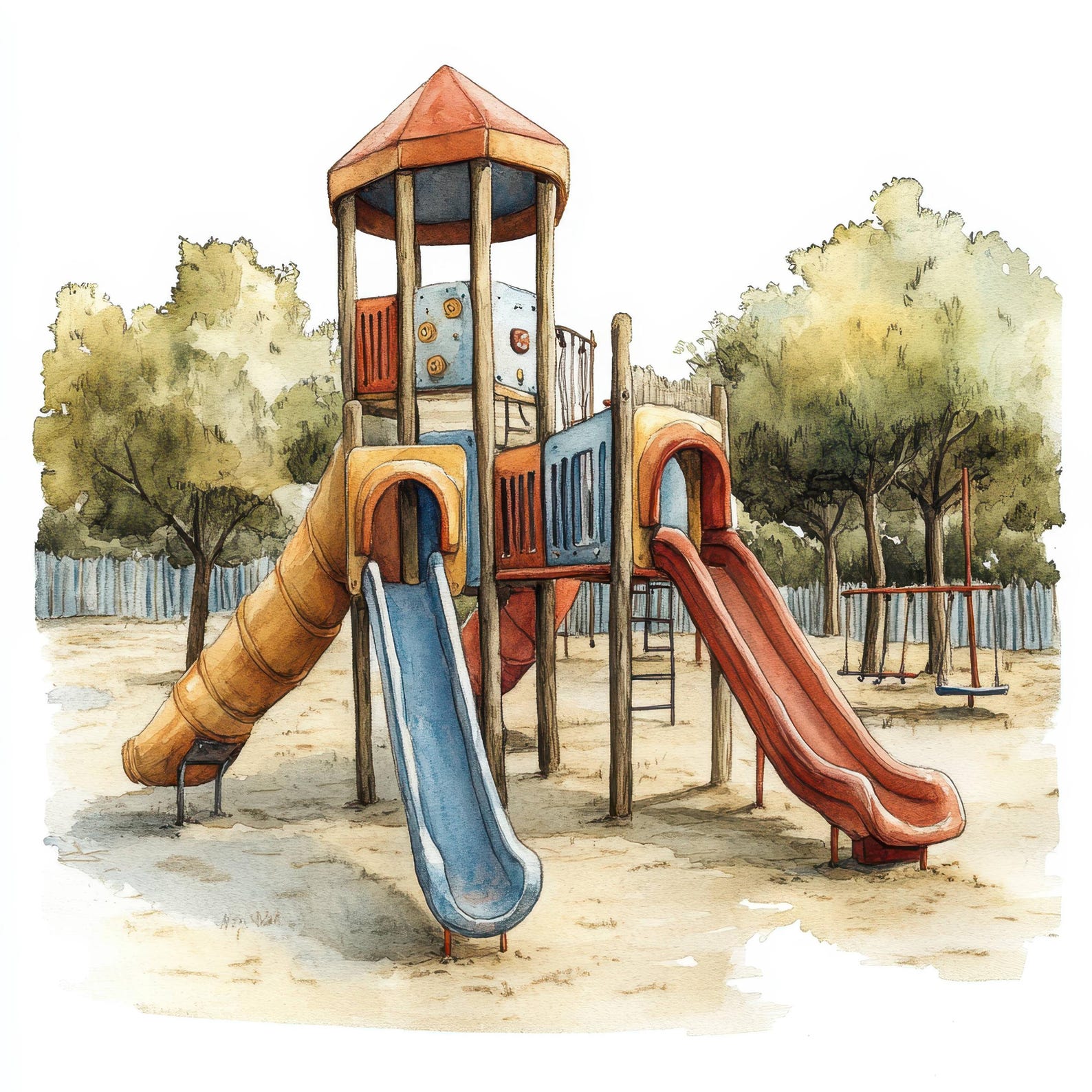 16 Playgrounds Clipart, Printable Watercolor Clipart, Digital Download ...
