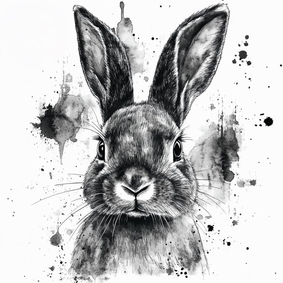 10 Bunny Black Ink Clipart, 10 High Quality Jpgs, Instant Digital ...