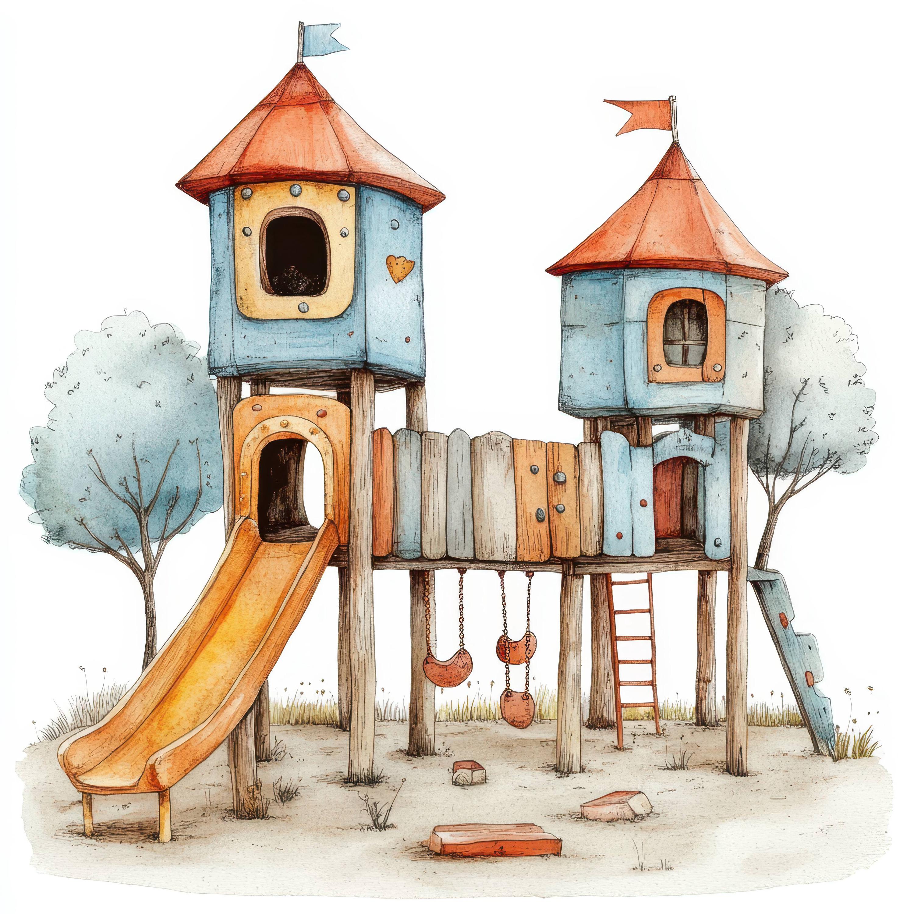 16 Playgrounds Clipart, Printable Watercolor Clipart, Digital Download ...