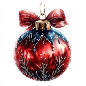 16 Red Bauble Clipart, Printable Watercolor Clipart, High Quality Jpgs ...