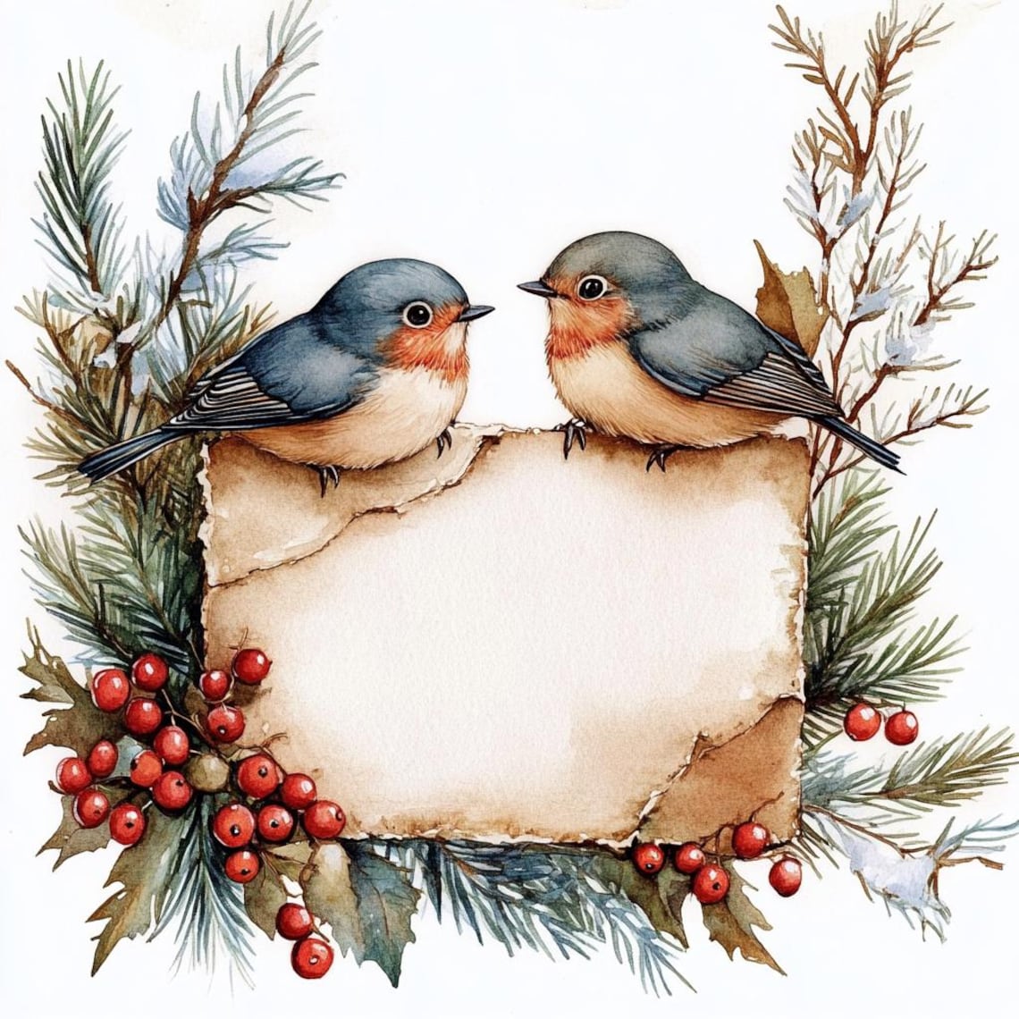 10 Christmas Envelope Clipart, Printable Watercolor Clipart, Paper ...