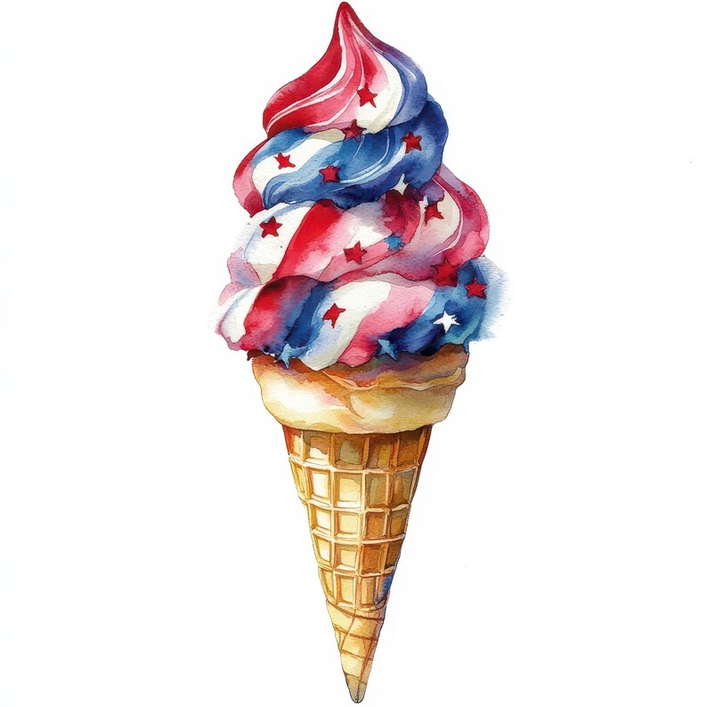 15 Patriotic Ice Cream Clipart, Usa Flag Clipart, Digital Download ...