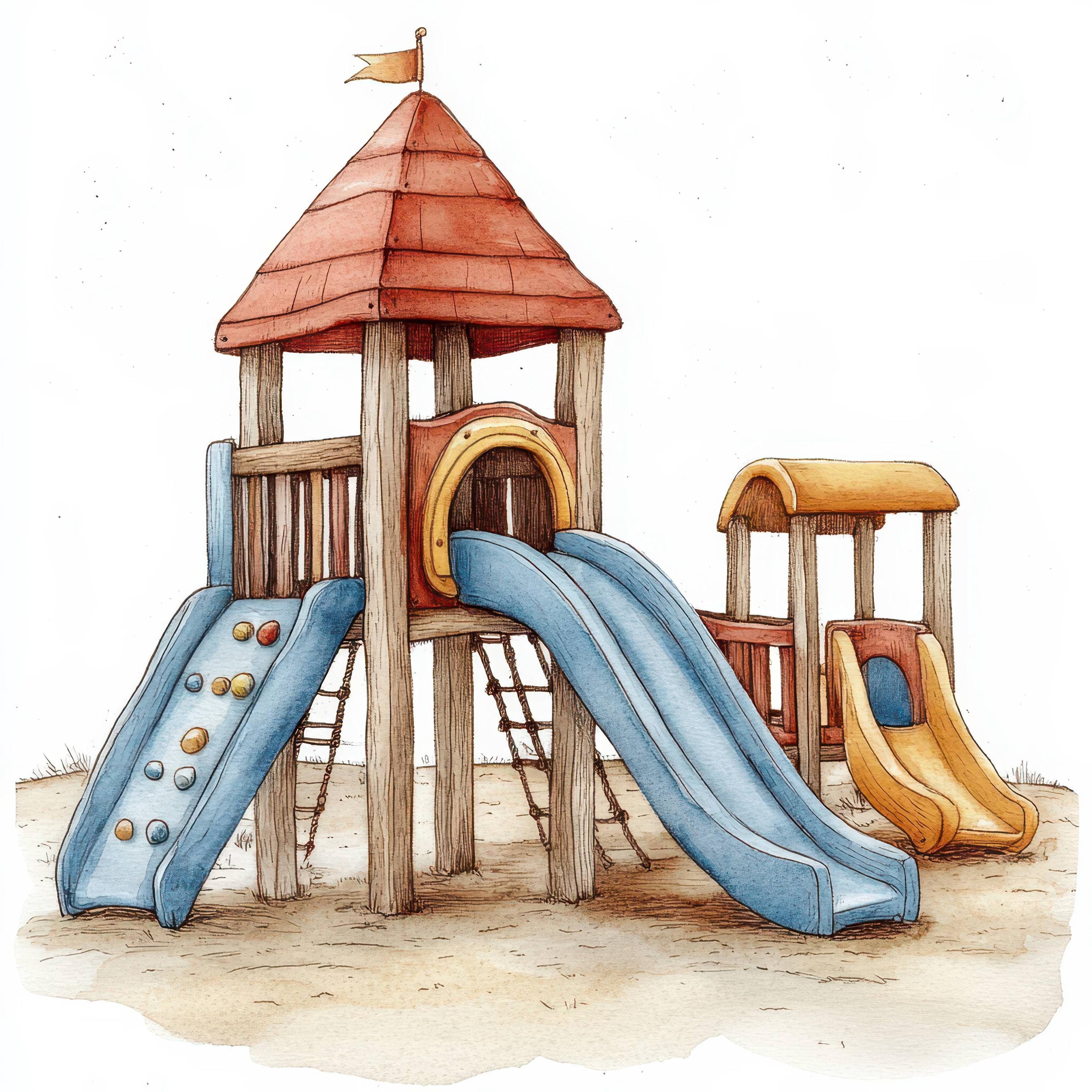 16 Playgrounds Clipart, Printable Watercolor Clipart, Digital Download ...