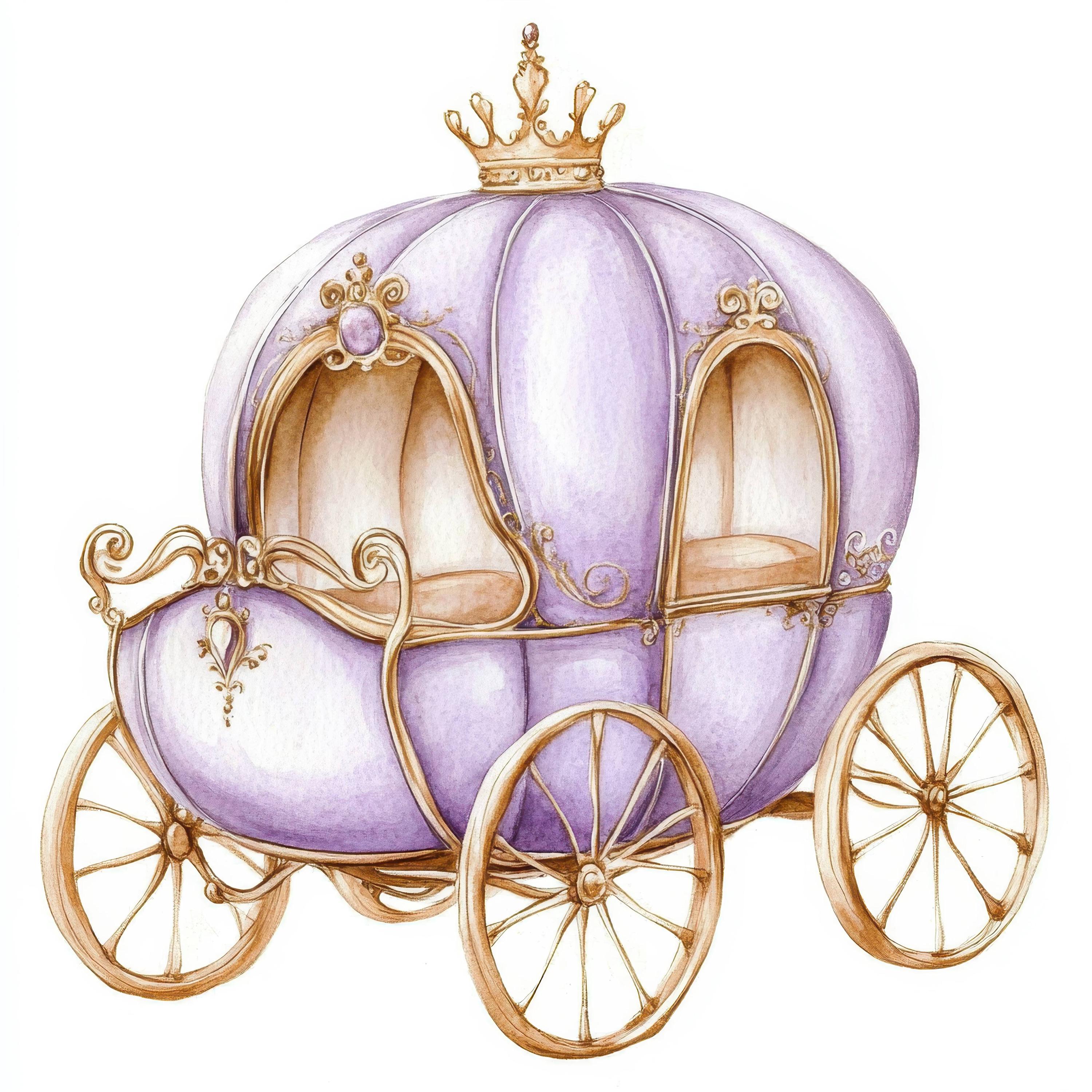 10 Fairytale Carriage Clipart, Paper Craft, Purple Princess Carriage ...