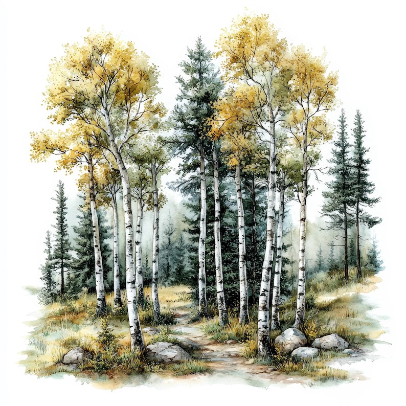 10 Forest Birch Trees Papers, 10 High Quality Jpgs, Digital Download ...