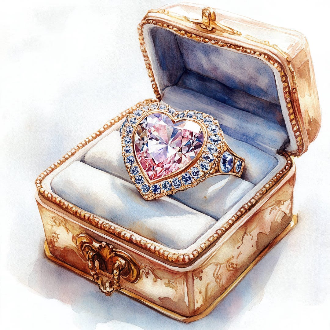 10 Engagement Ring Box Clipart, Printable Watercolor Clipart, Wedding ...