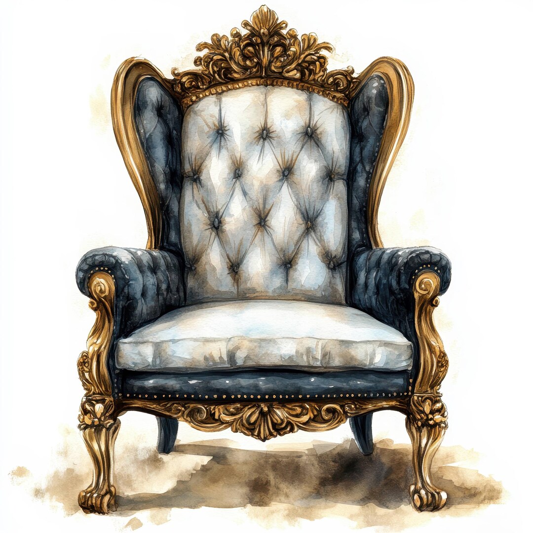 10 Golden Throne Clipart 2, Chair, High Quality Jpgs, Digital Download ...