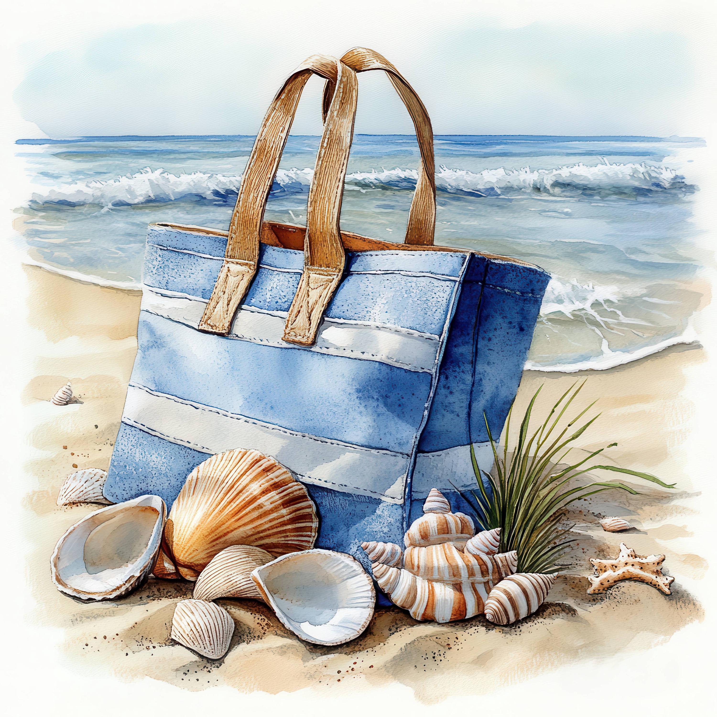 10 Beach Bag Clipart, 10 High Quality Jpgs, Digital Download, Digital ...