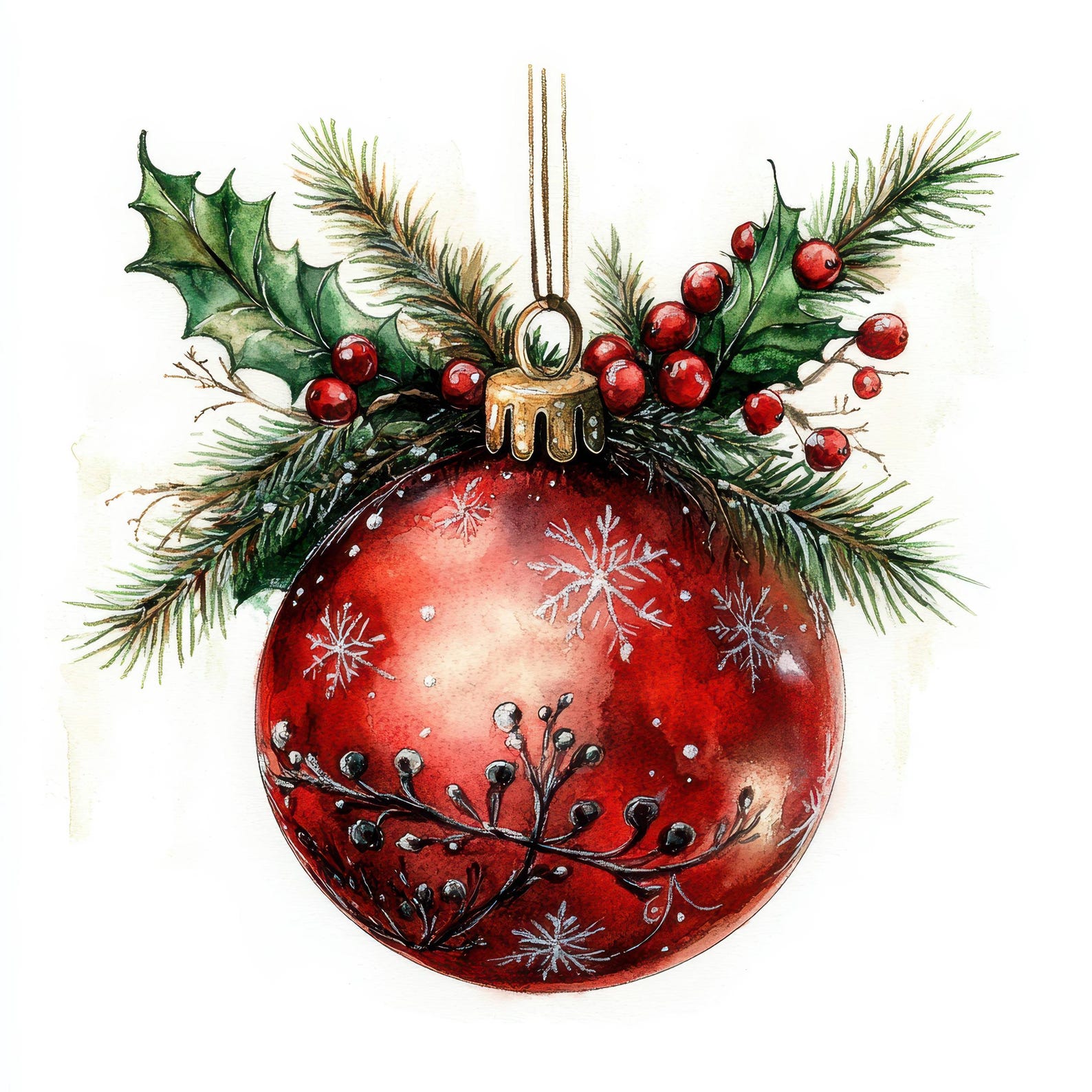 12 Christmas Bauble Clipart, Floral Bauble, Junk Journal, Digital Paper ...