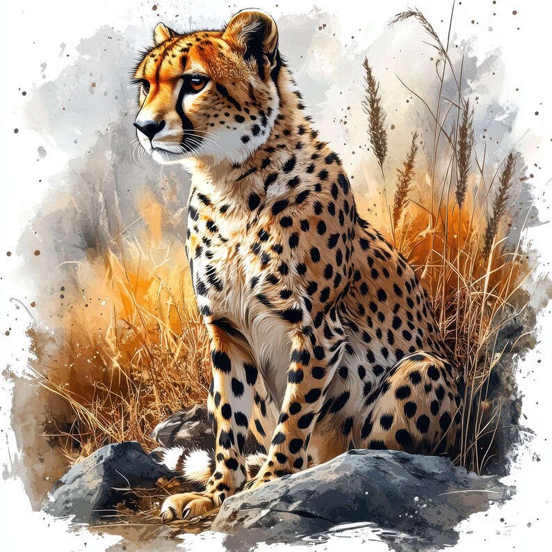 23 Cheetah Clipart, Paper Craft, Printable Watercolor Clipart, High ...