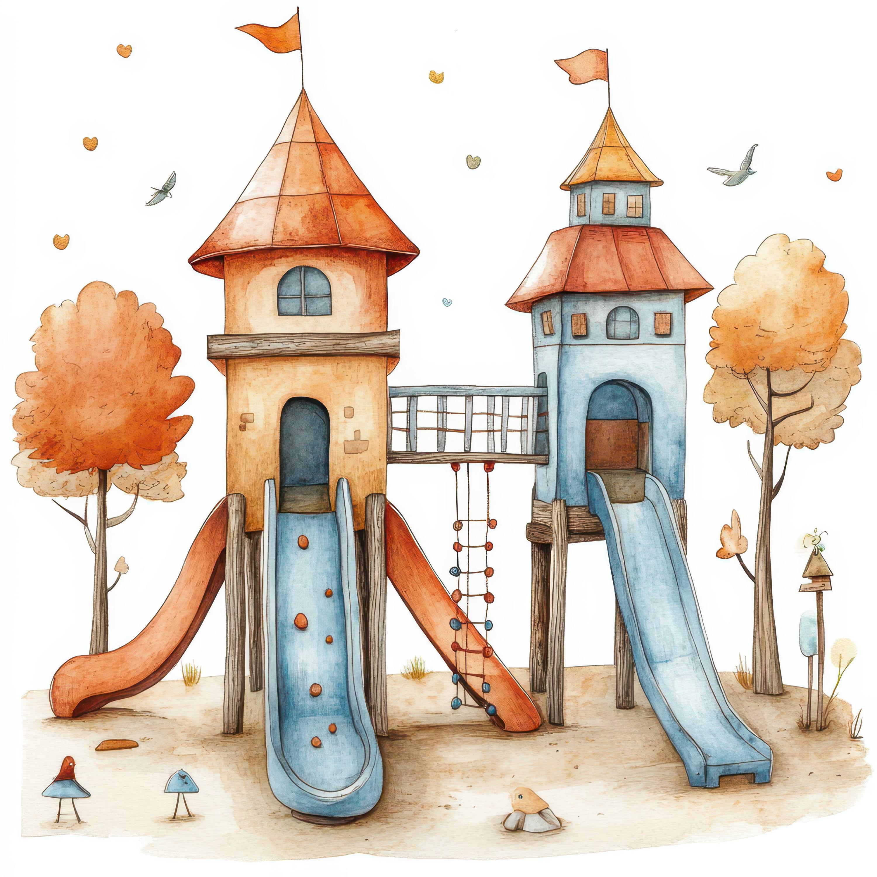 16 Playgrounds Clipart, Printable Watercolor Clipart, Digital Download ...