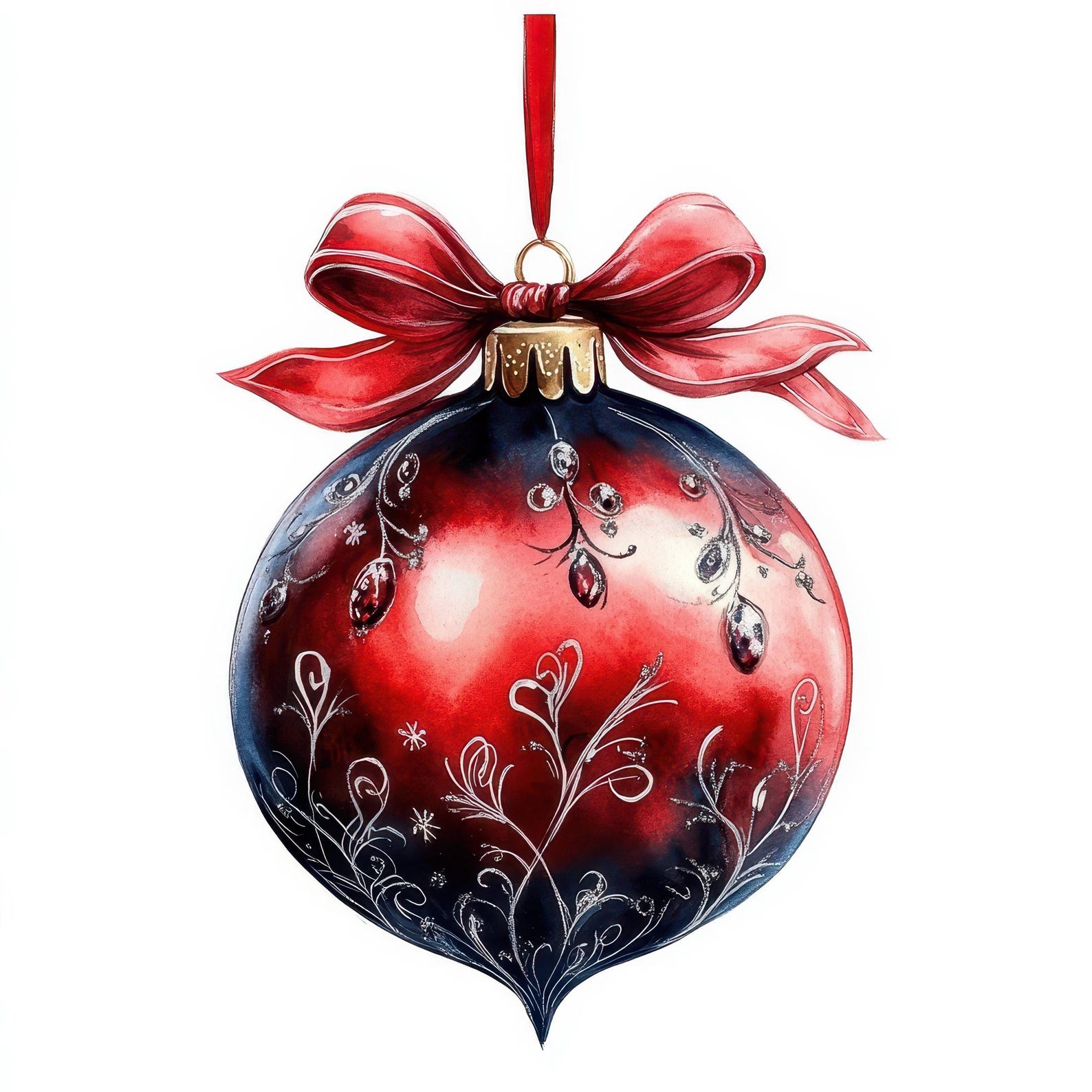 16 Red Bauble Clipart, Printable Watercolor Clipart, High Quality Jpgs ...