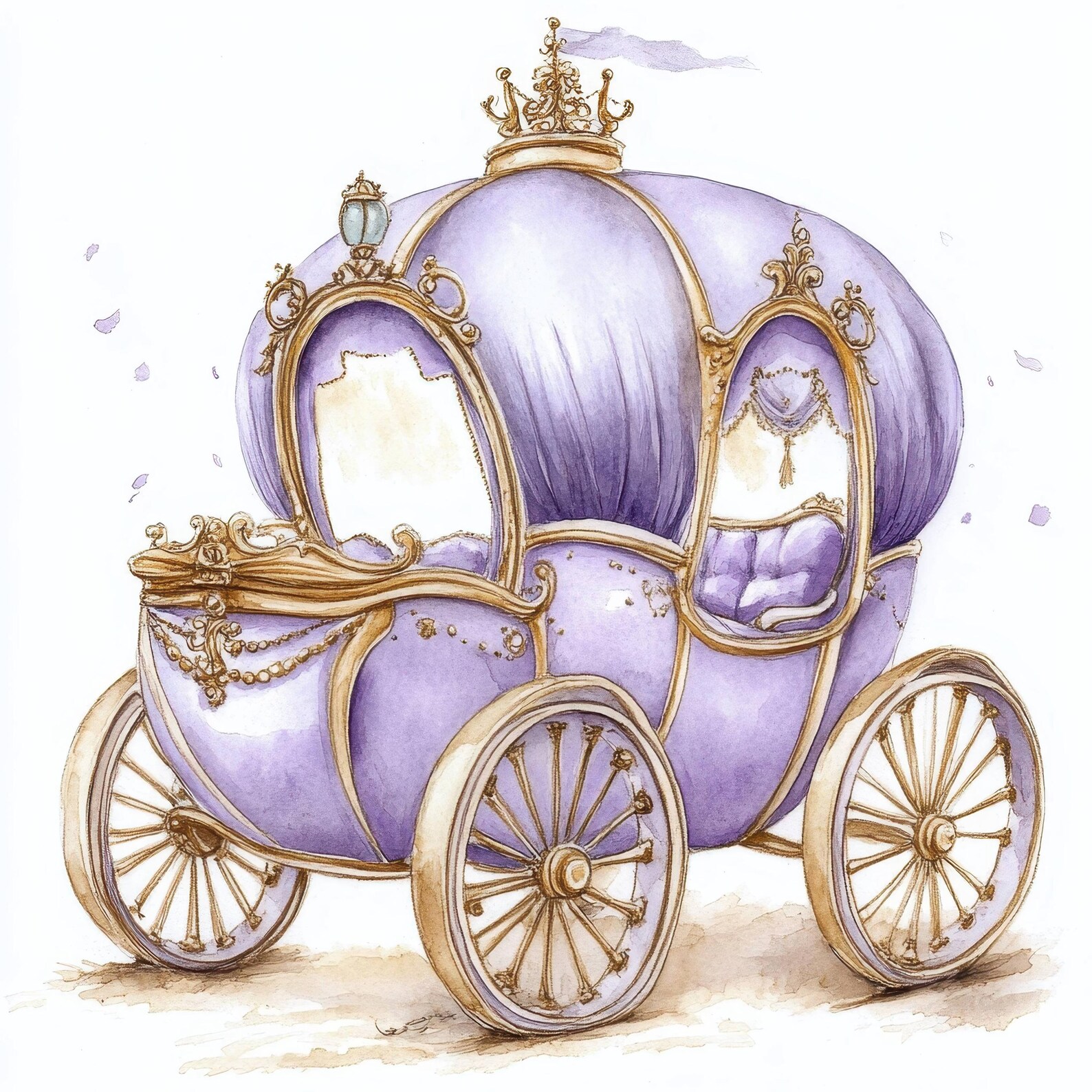 10 Fairytale Carriage Clipart, Paper Craft, Purple Princess Carriage ...