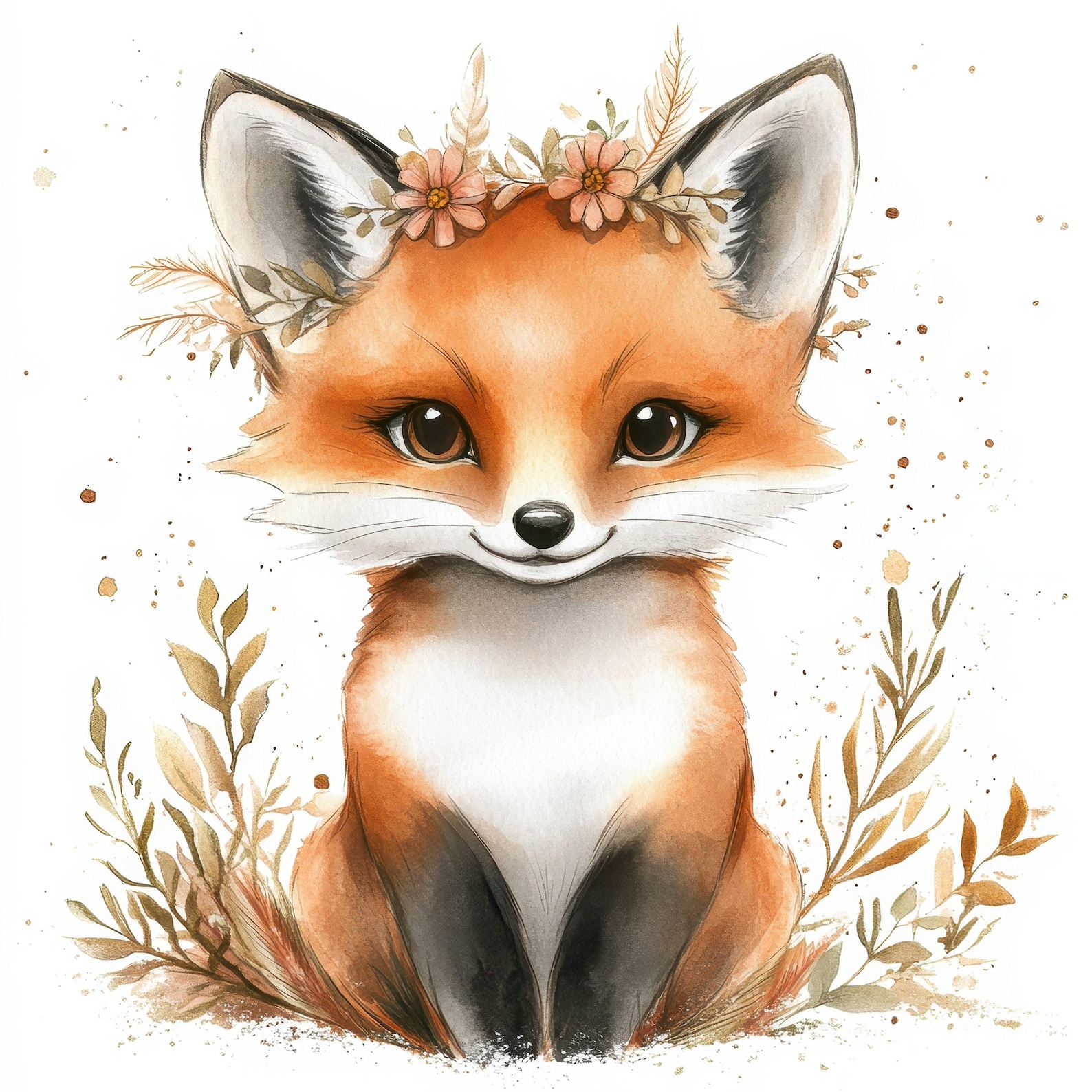 10 Baby Cute Fox Clipart, Watercolor Clipart, Baby Shower Clipart, Baby ...