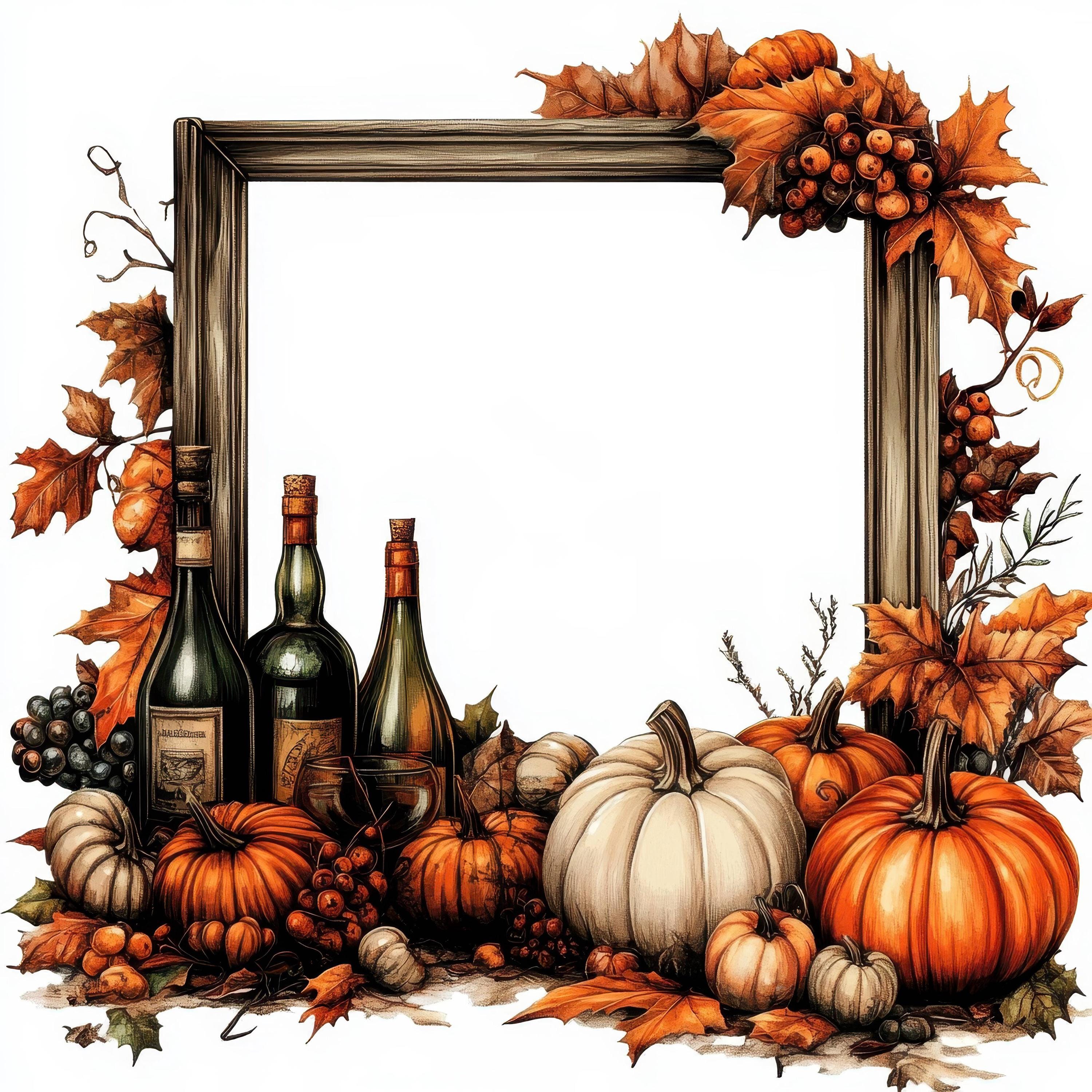 10 Fall Thanksgiving Clipart, Printable Watercolor Clipart, Junk ...