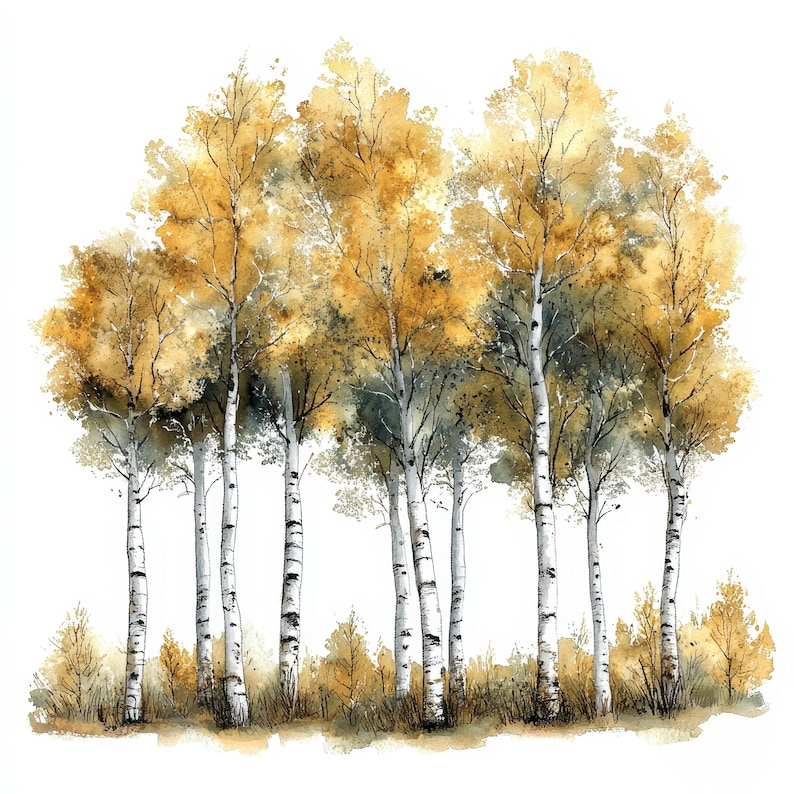10 Forest Birch Trees Papers, 10 High Quality Jpgs, Digital Download ...
