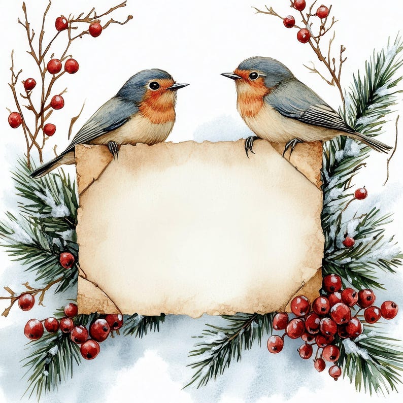 10 Christmas Envelope Clipart, Printable Watercolor Clipart, Paper ...