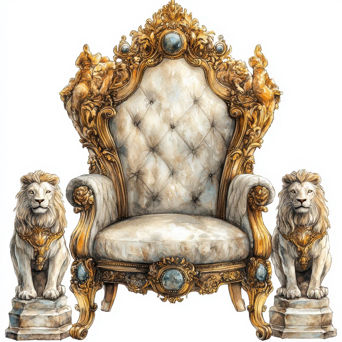 10 Golden Throne Clipart 2, Chair, High Quality Jpgs, Digital Download ...
