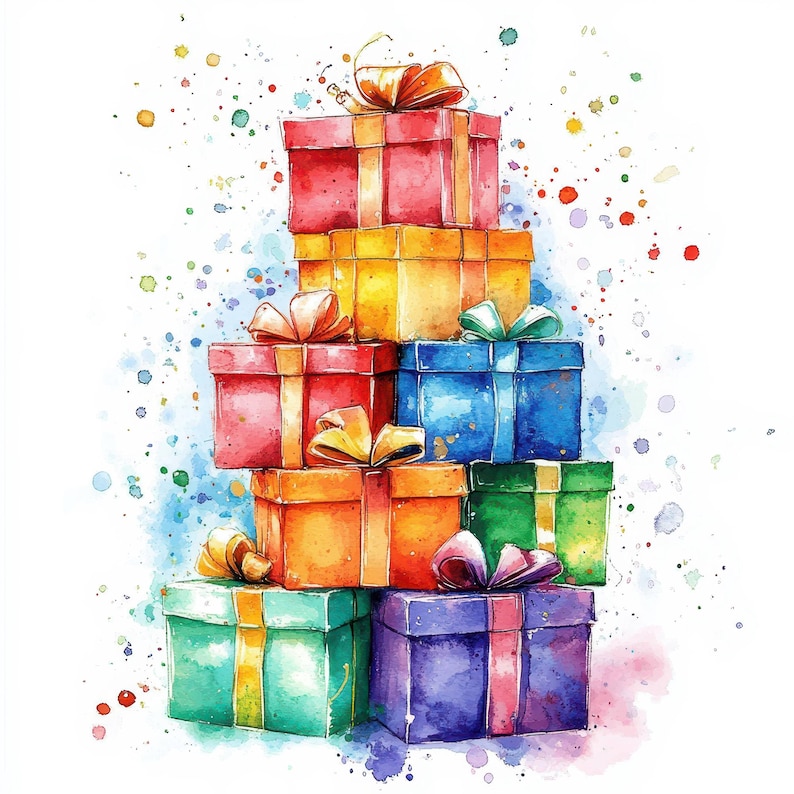 10 Colorful Gift Boxes Clipart, Gift Wrapped, High Quality Jpgs ...