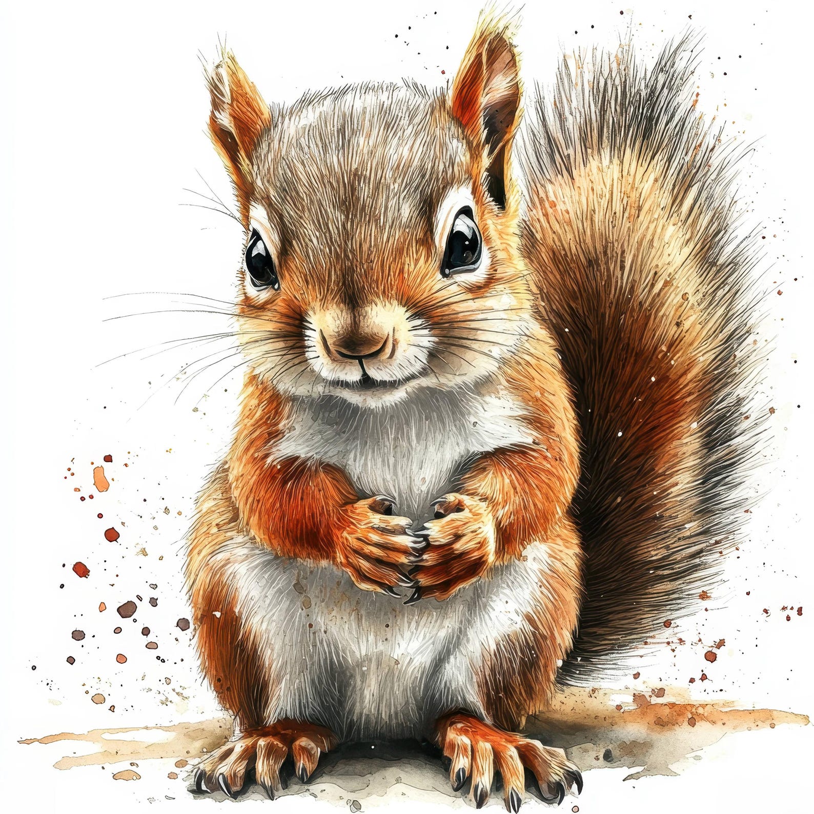 10 Watercolor Squirrels Clipart, 10 High Quality Jpgs, Digital Download ...
