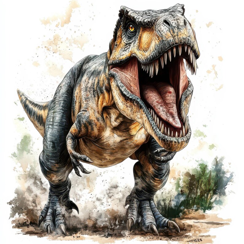 10 T Rex Clipart, Printable Watercolor Clipart, Digital Download ...