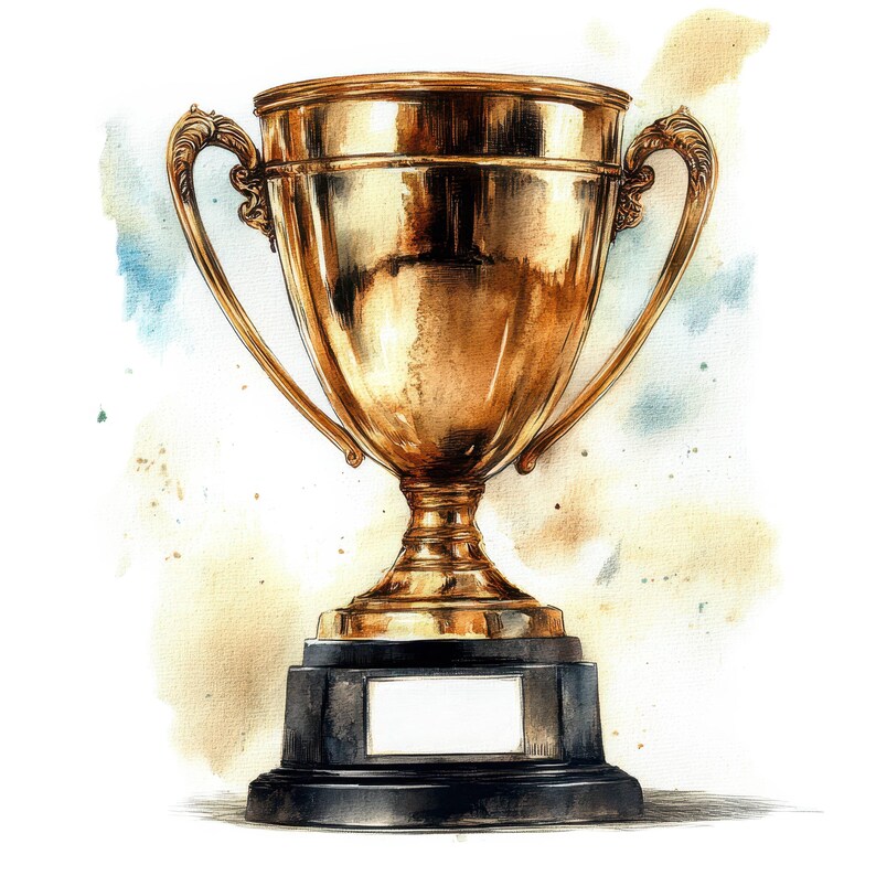 10 Golden Trophy Clipart, Digital Download, Watercolor Clipart, Junk ...