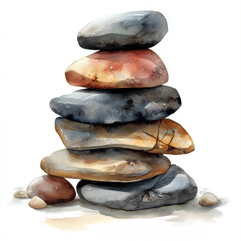 11 Zen Style Stone Clipart, High Quality JPG, Digital Download ...