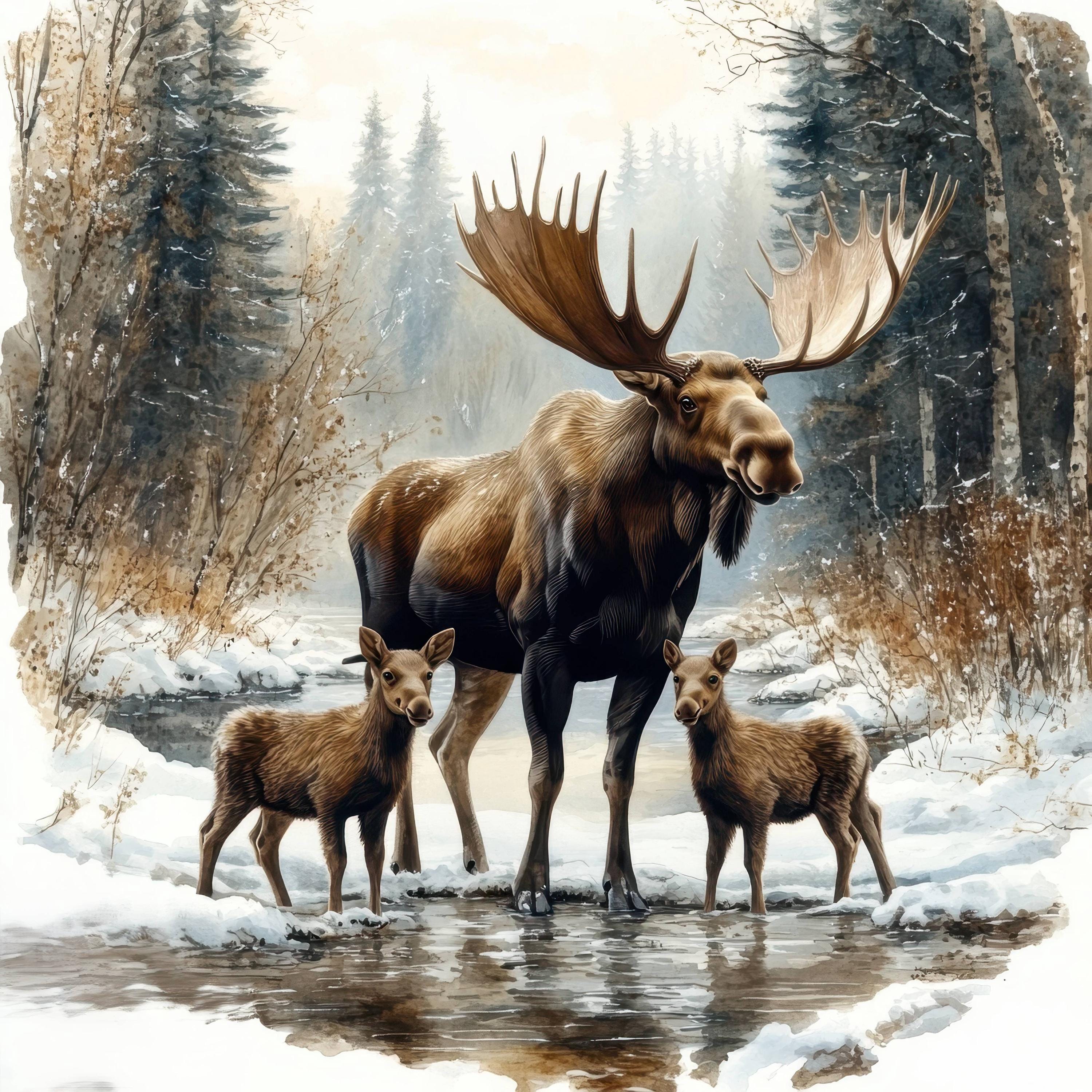 10 Winter Moose Clipart, High Quality Jpgs, Digital Download ...