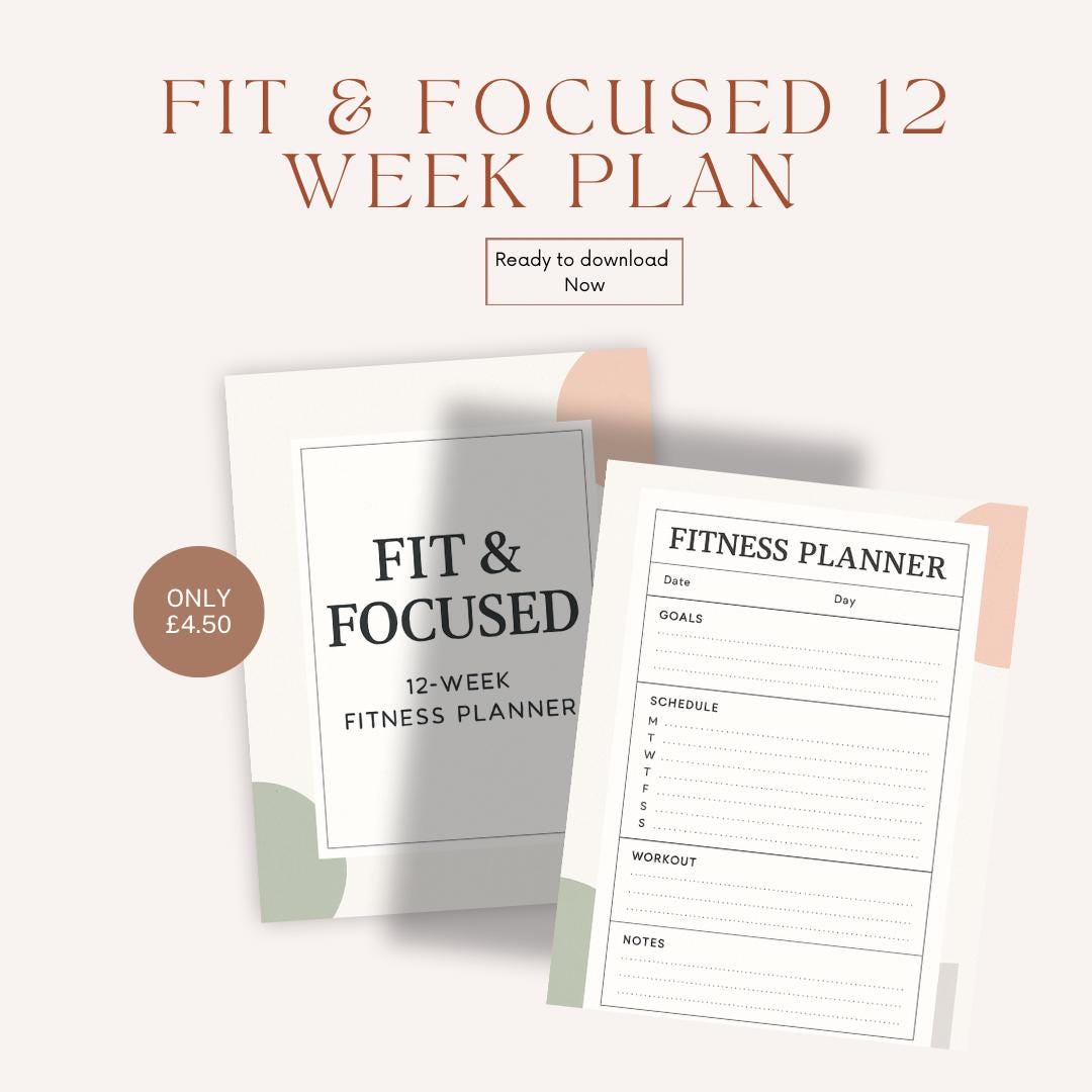 Fit & Focused 12-week Fitness Planner, Digital Workout Tracker ...