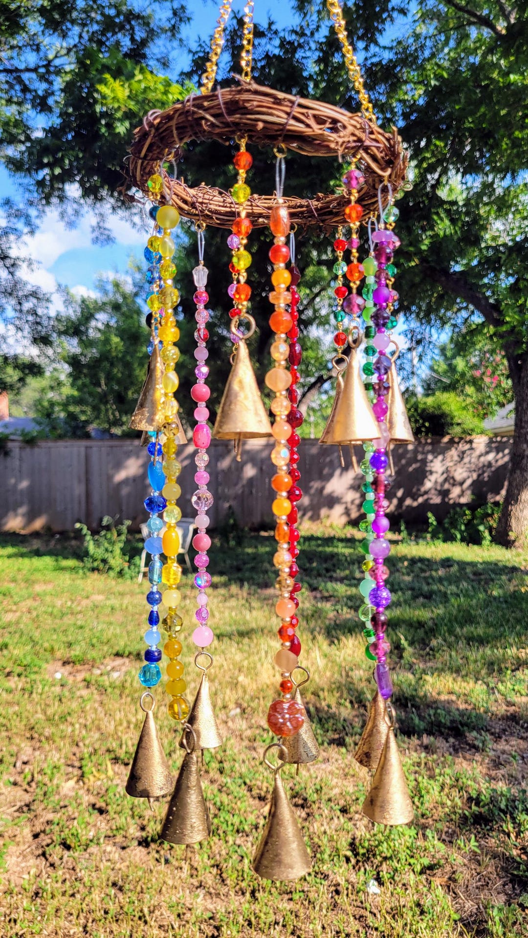 Beaded Wind Chime With Handmade Bells - Etsy