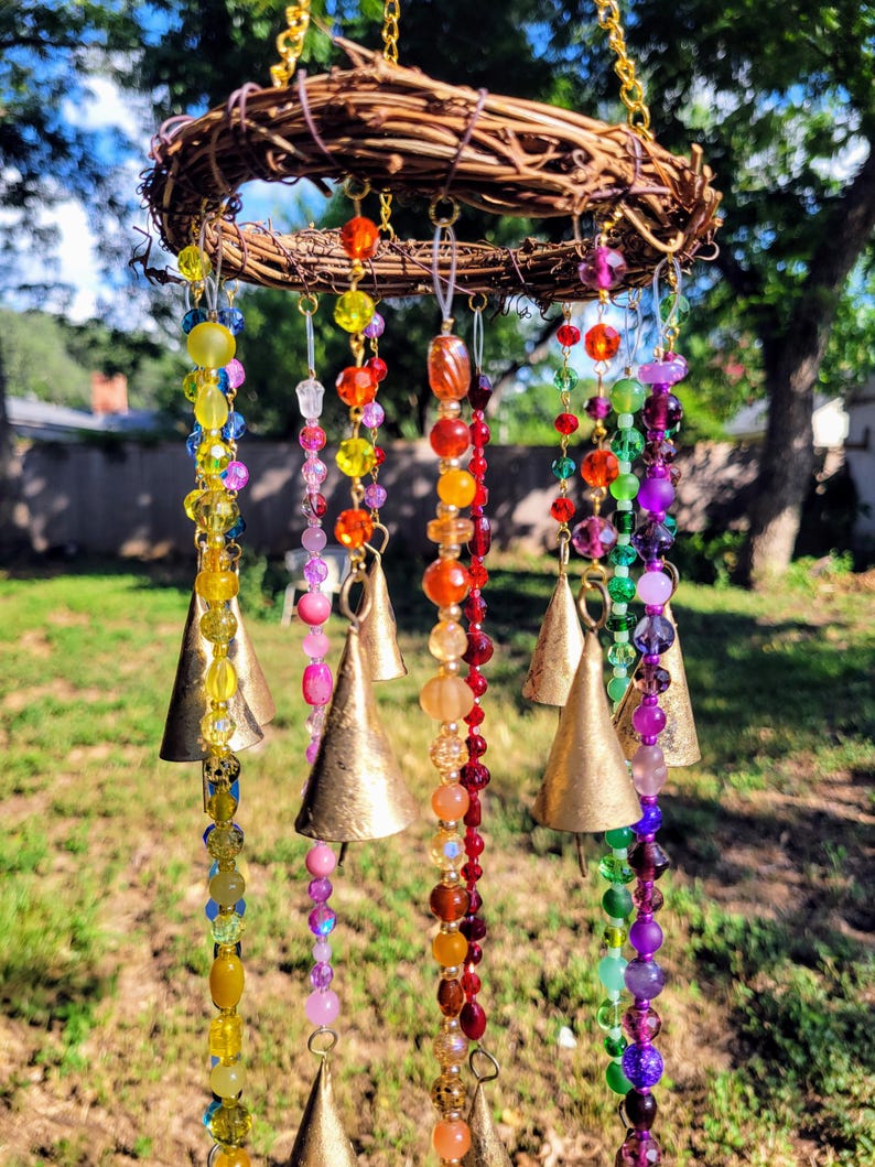 Beaded Wind Chime With Handmade Bells - Etsy