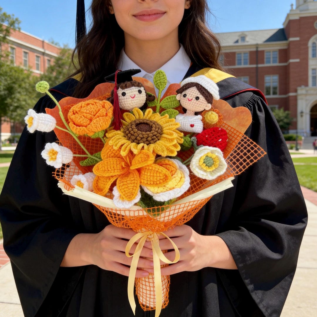 Crochet Nurse Graduation Bouquet With Custom Doll, Class of 2026 RN ...