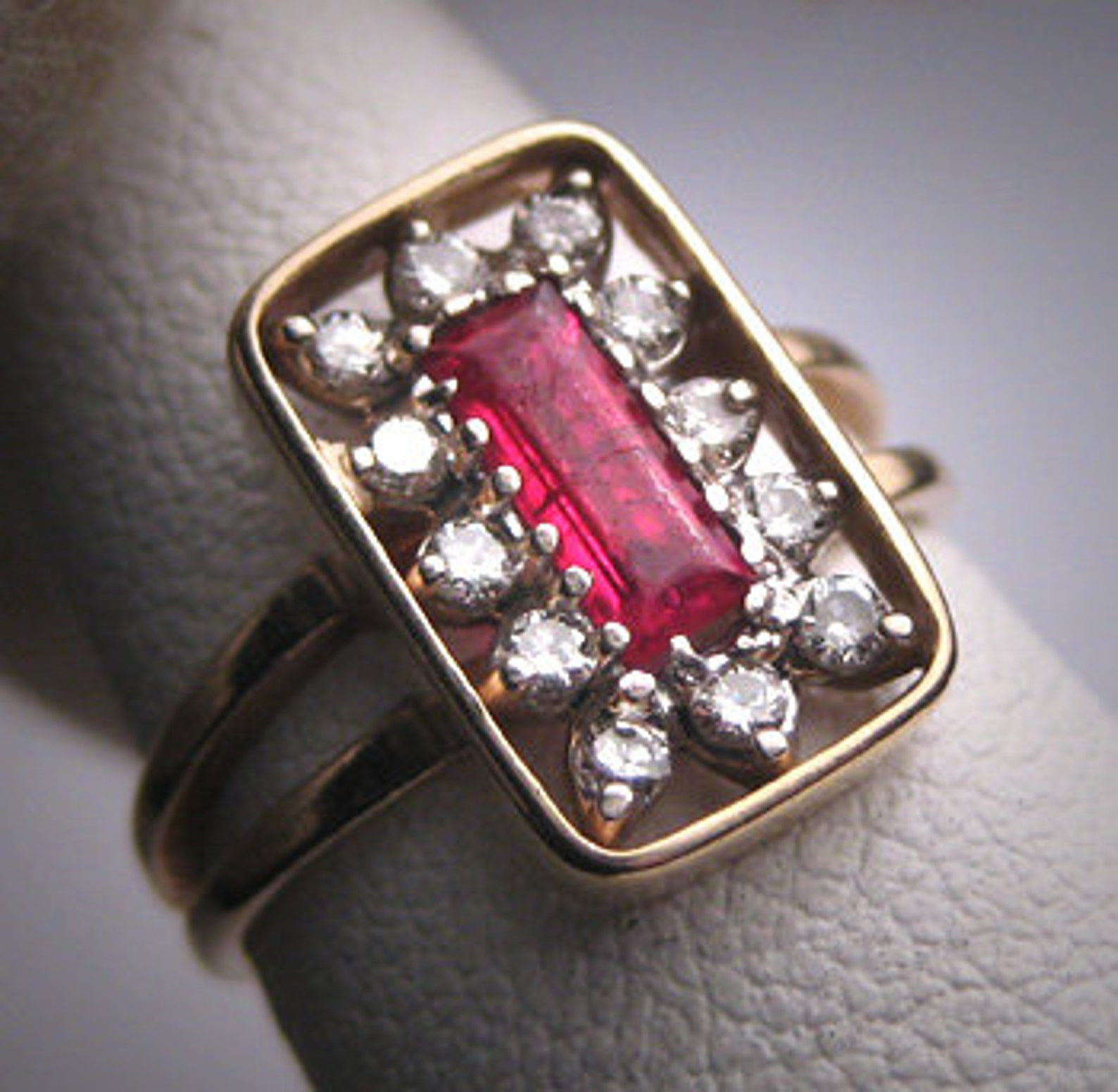 Antique Vintage Ruby Diamond Wedding Ring 14K Estate Retro Art | Etsy