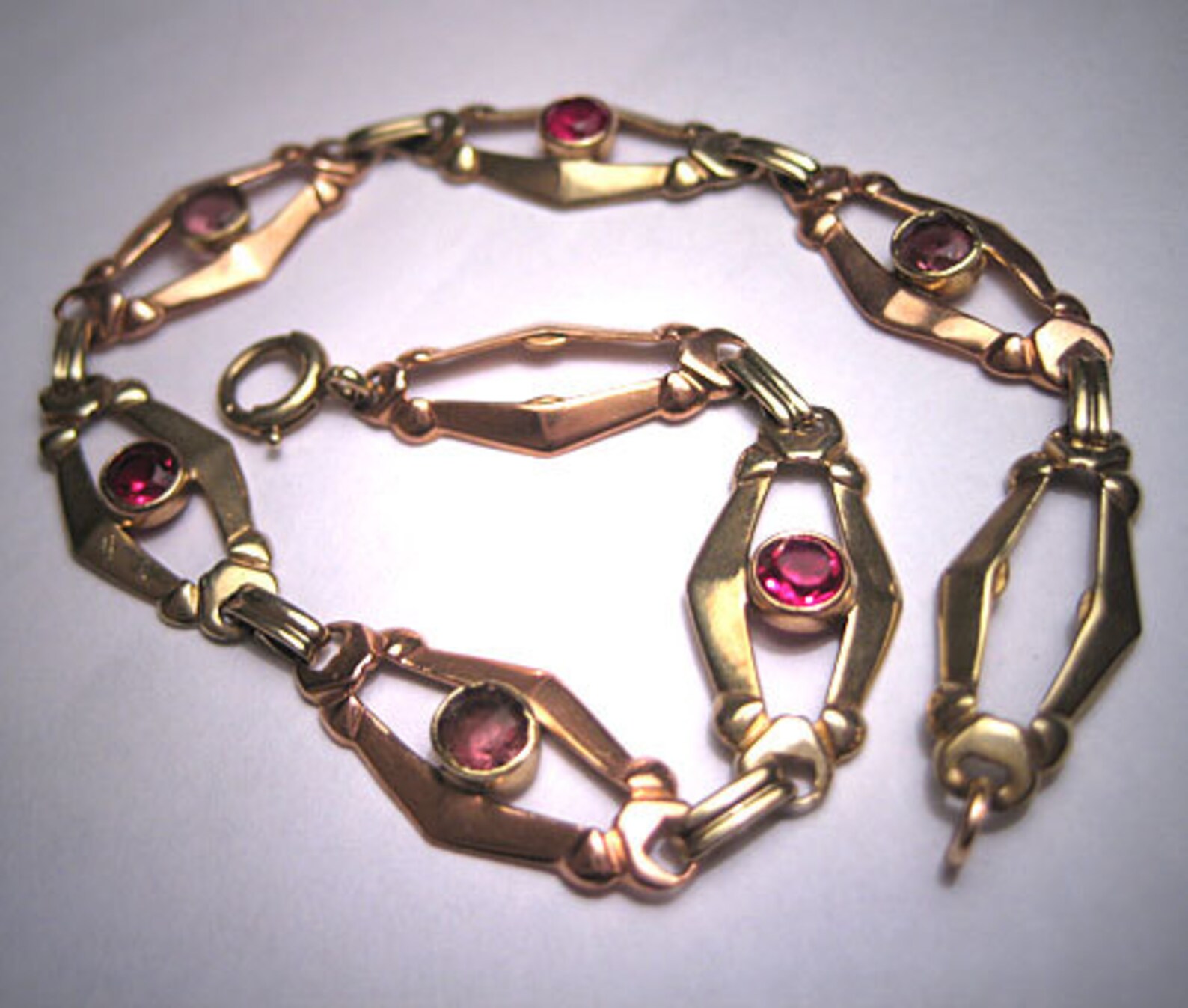 Rare Antique Ruby Bracelet Art Deco Green Rose Gold Vintage | Etsy