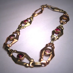 Rare Antique Ruby Bracelet Art Deco Green Rose Gold Vintage | Etsy