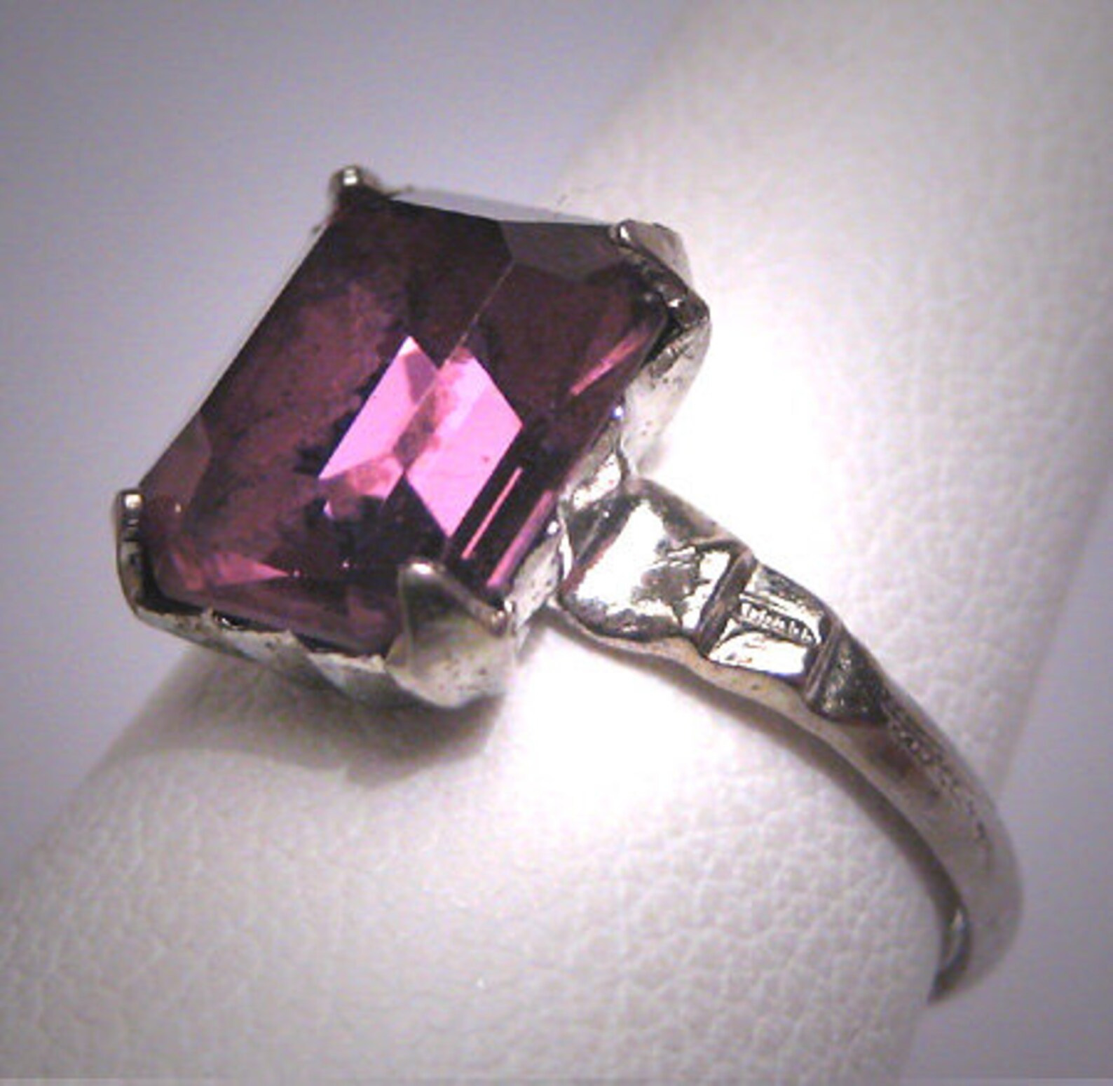 Antique Amethyst Paste Ring Vintage Art Deco Silver Victorian | Etsy