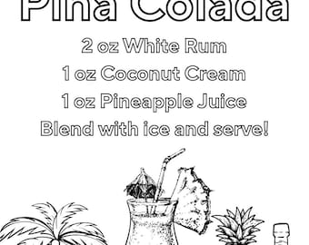 Cute Cocktail Coloring Pages, Drink Lover Fun Printable,adult Party ...