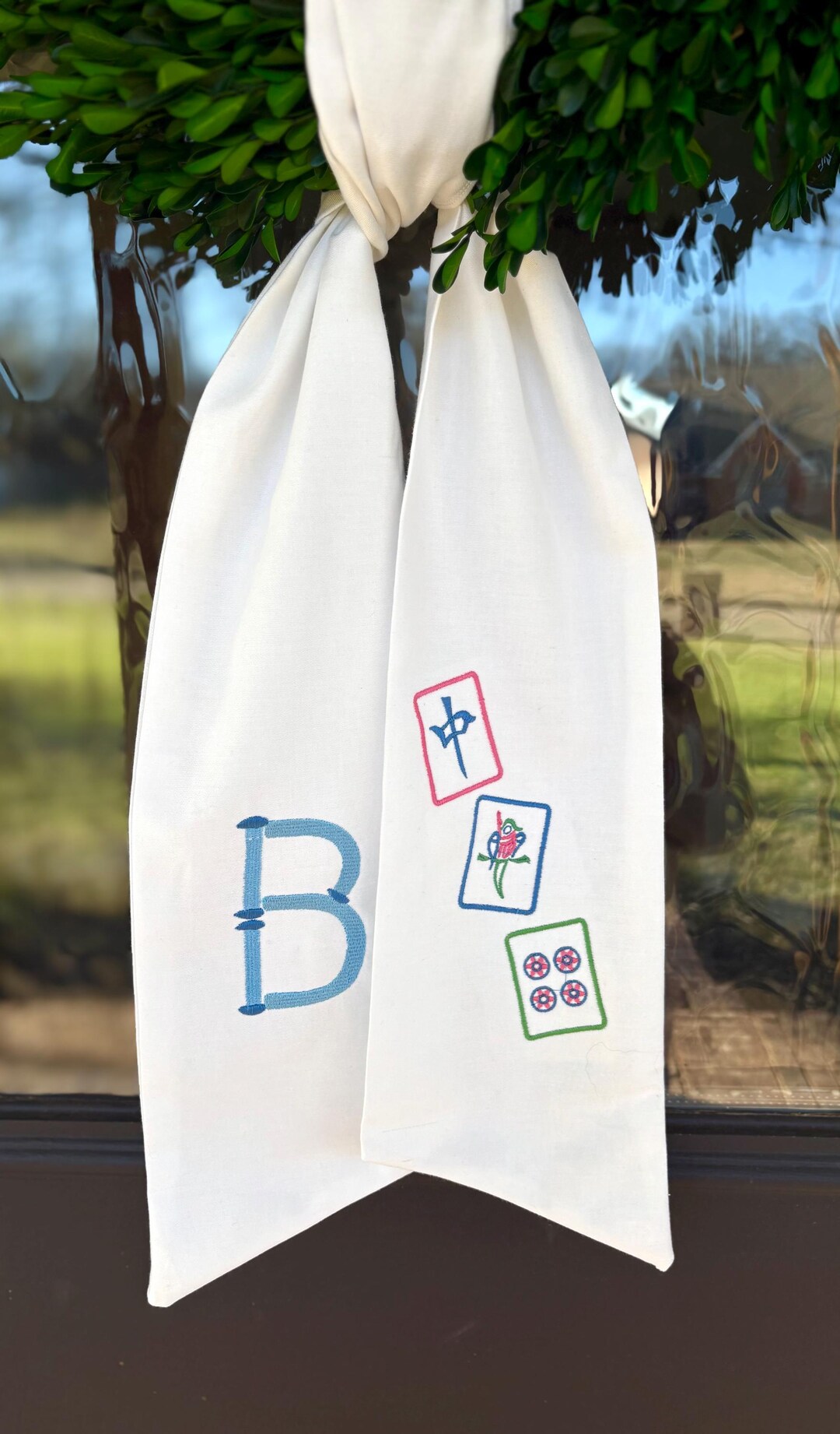 Mahjong Monogram Wreath Sash - Etsy