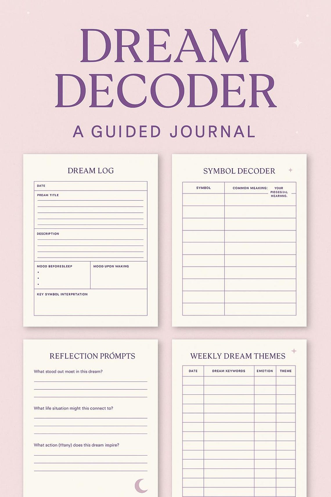 Dream Decoder Journal | Guided Dream Log & Symbol Tracker | Printable ...
